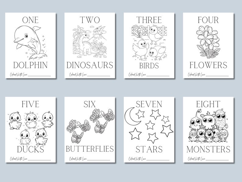 Baby's First Number Book Baby Shower Game, 5x7 Coloring Baby Shower ...