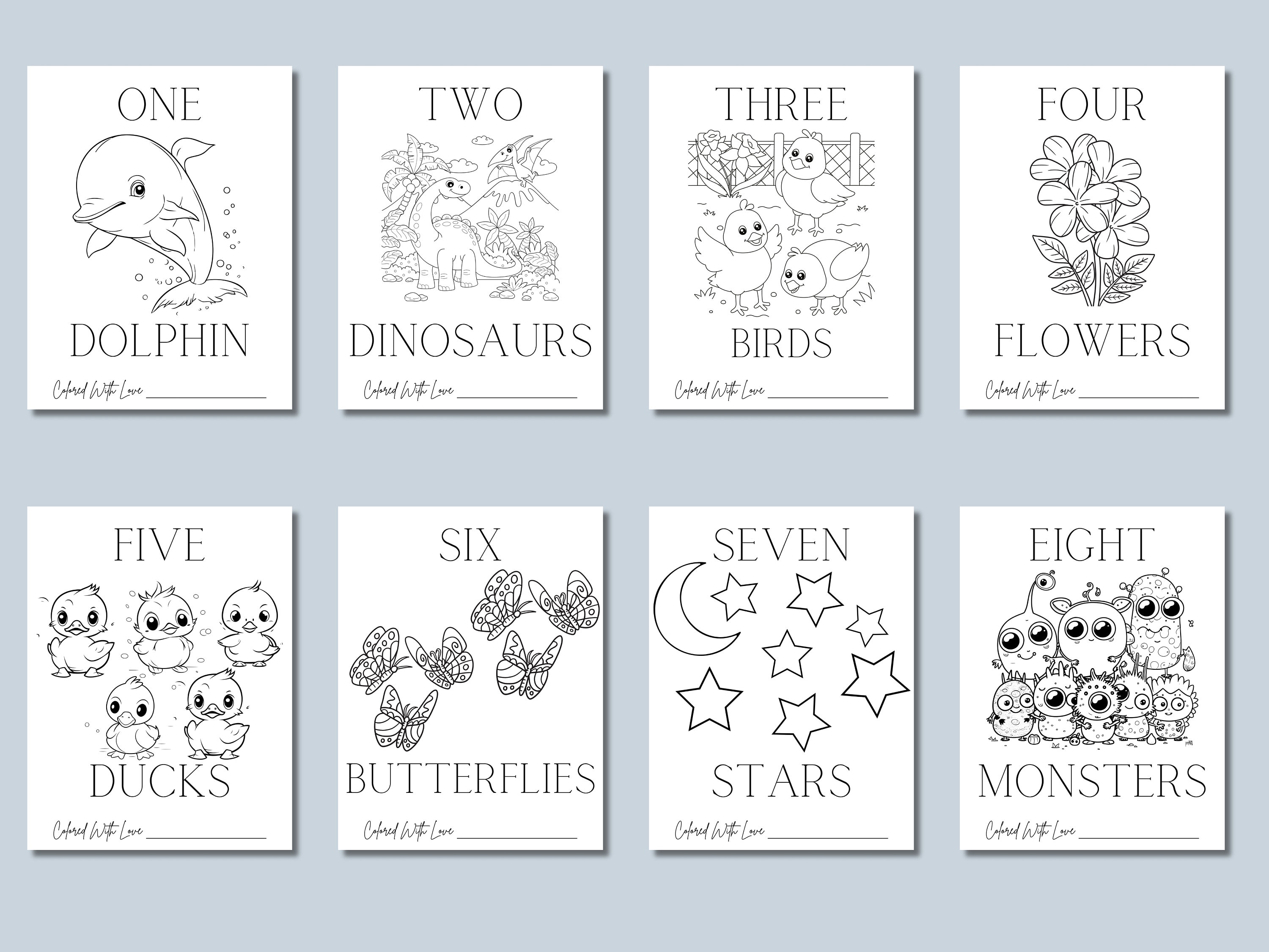 Baby's First Number Book Baby Shower Game, 5x7 Coloring Baby Shower ...