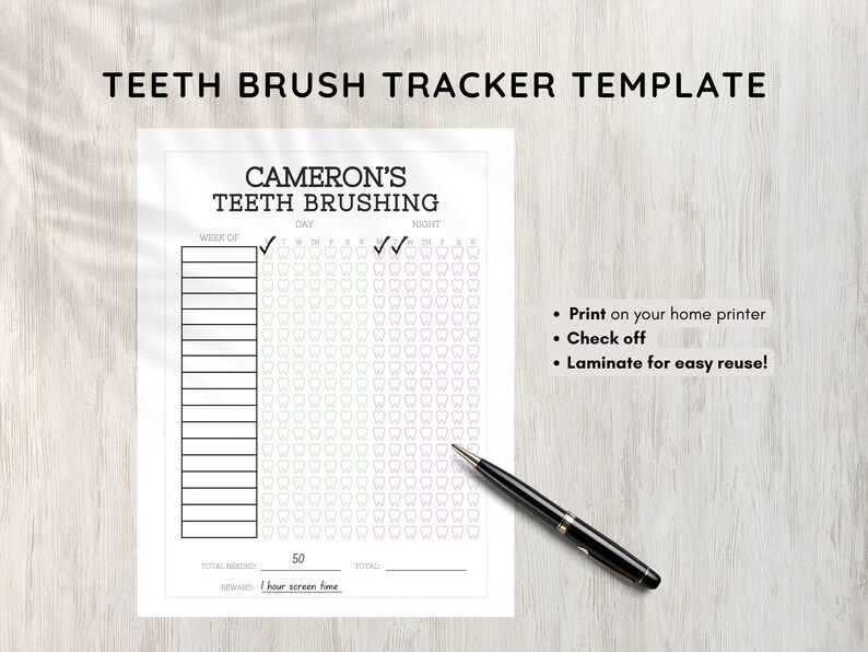 Teeth Brushing Reward Chart | Brush Teeth Routine | Responsibilities ...