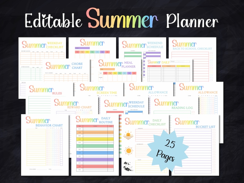 Summer Schedule, Chore Chart for Kids, Summer Routine, Editable Summer ...