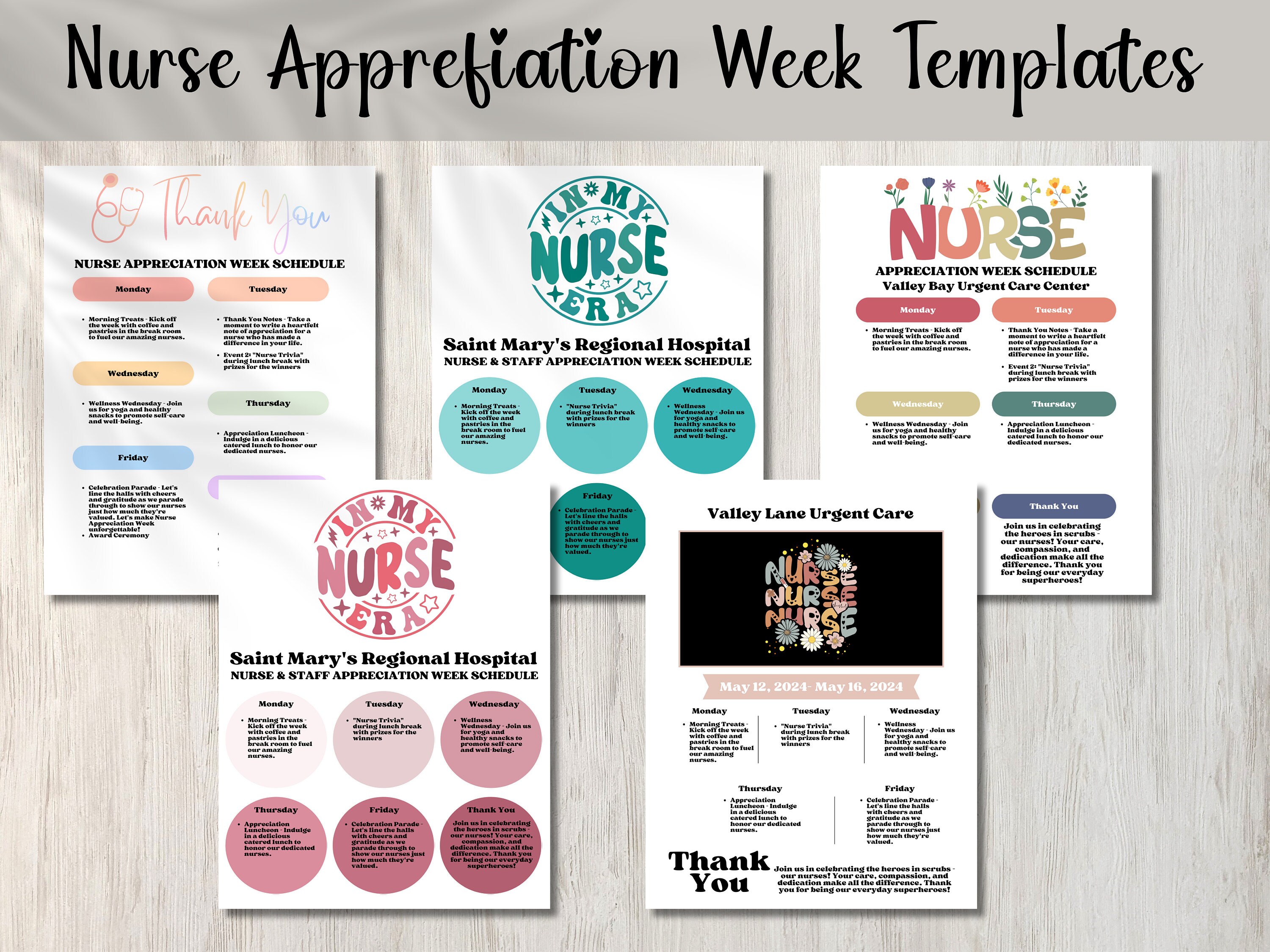 Nurse Appreciation Week Daily Activity Itinerary Flyer | Nurse ...