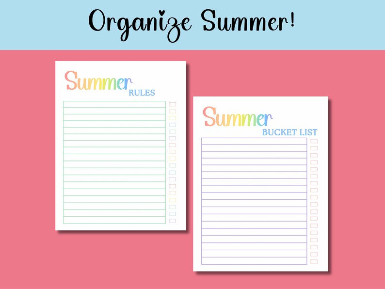 Summer Schedule, Chore Chart for Kids, Summer Routine, Editable Summer ...