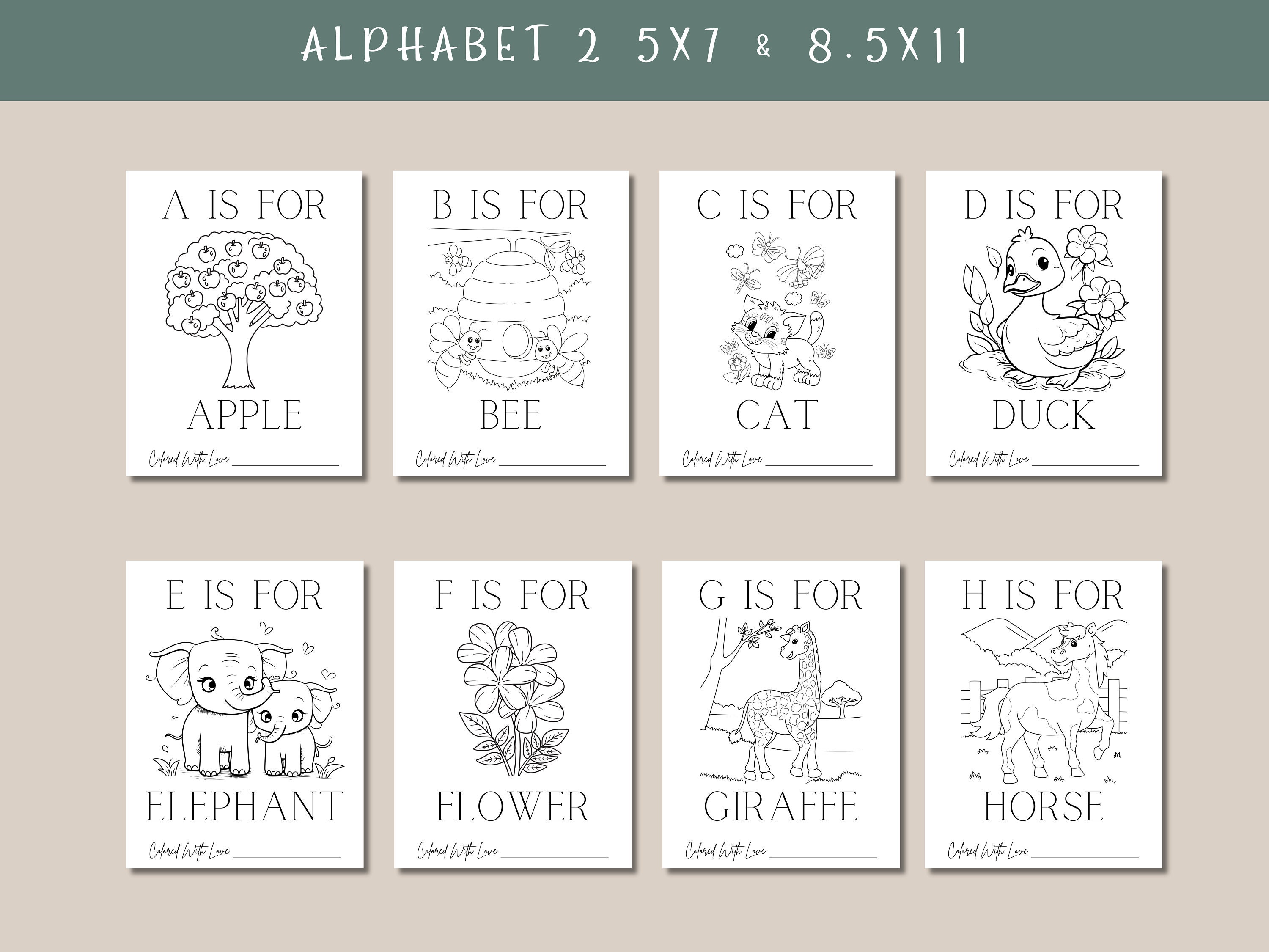 52 PAGES ABC Baby Shower Coloring Book, Baby's First ABC Book, Baby ...