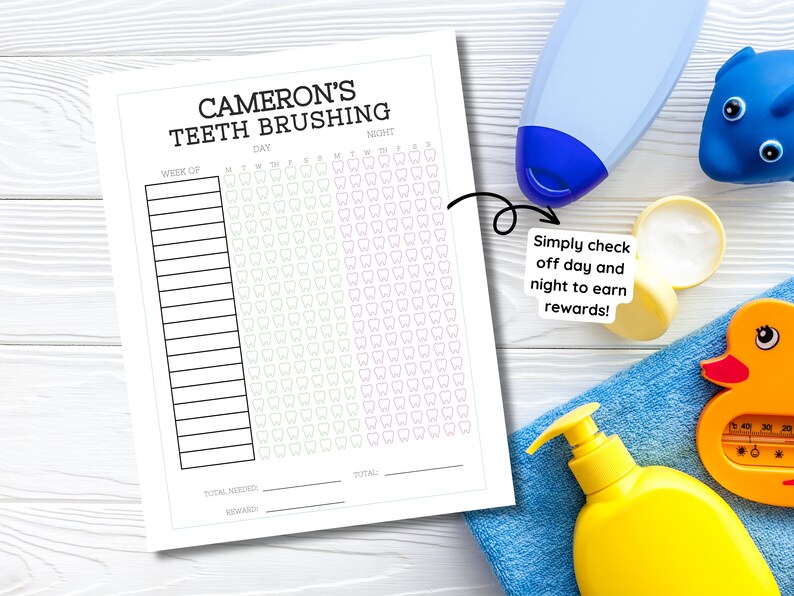 Teeth Brushing Reward Chart | Brush Teeth Routine | Responsibilities ...