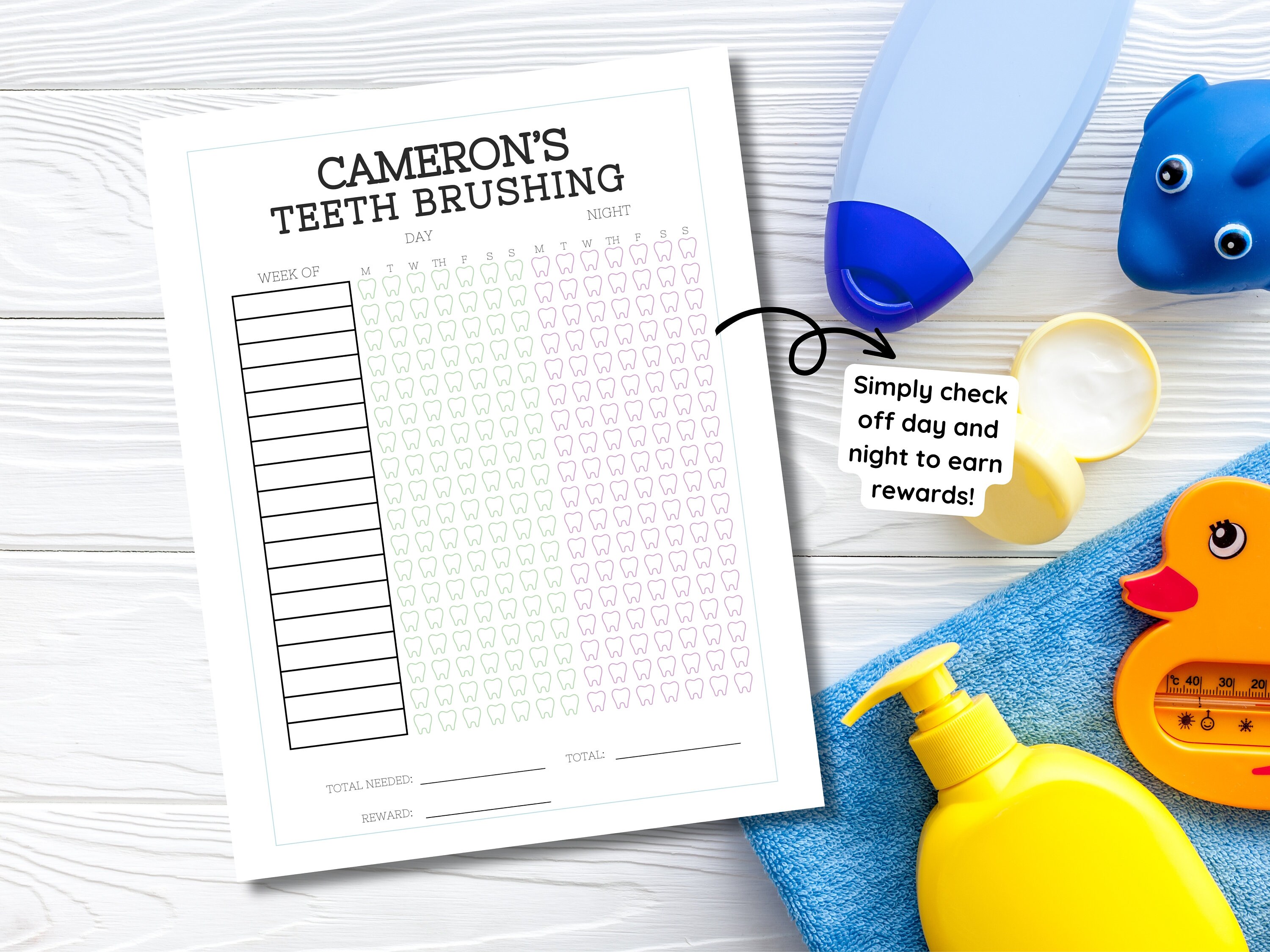 Teeth Brushing Reward Chart | Brush Teeth Routine | Responsibilities ...