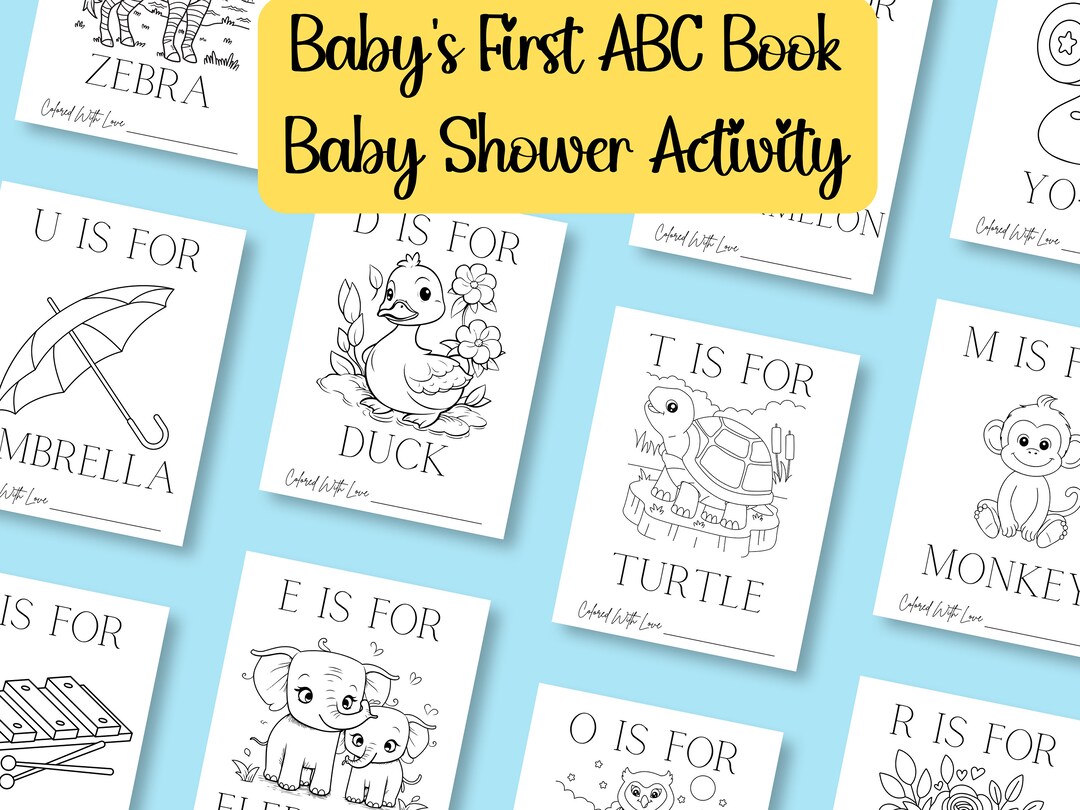 ABC Book Baby Shower Game, Baby Shower Coloring Pages, Alphabet ...