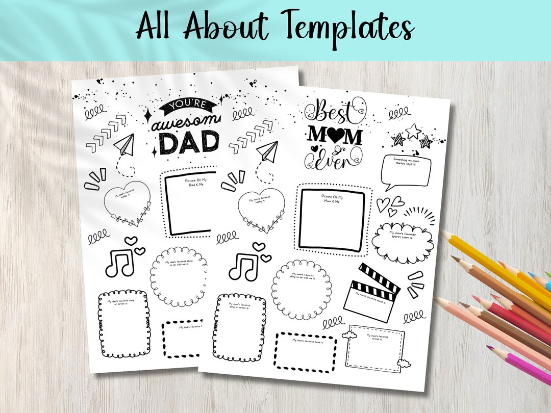 All About Mom Template, All About Dad Template, Gift for Mom, Gift for ...