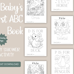 52 PAGES ABC Baby Shower Coloring Book, Baby's First ABC Book, Baby ...