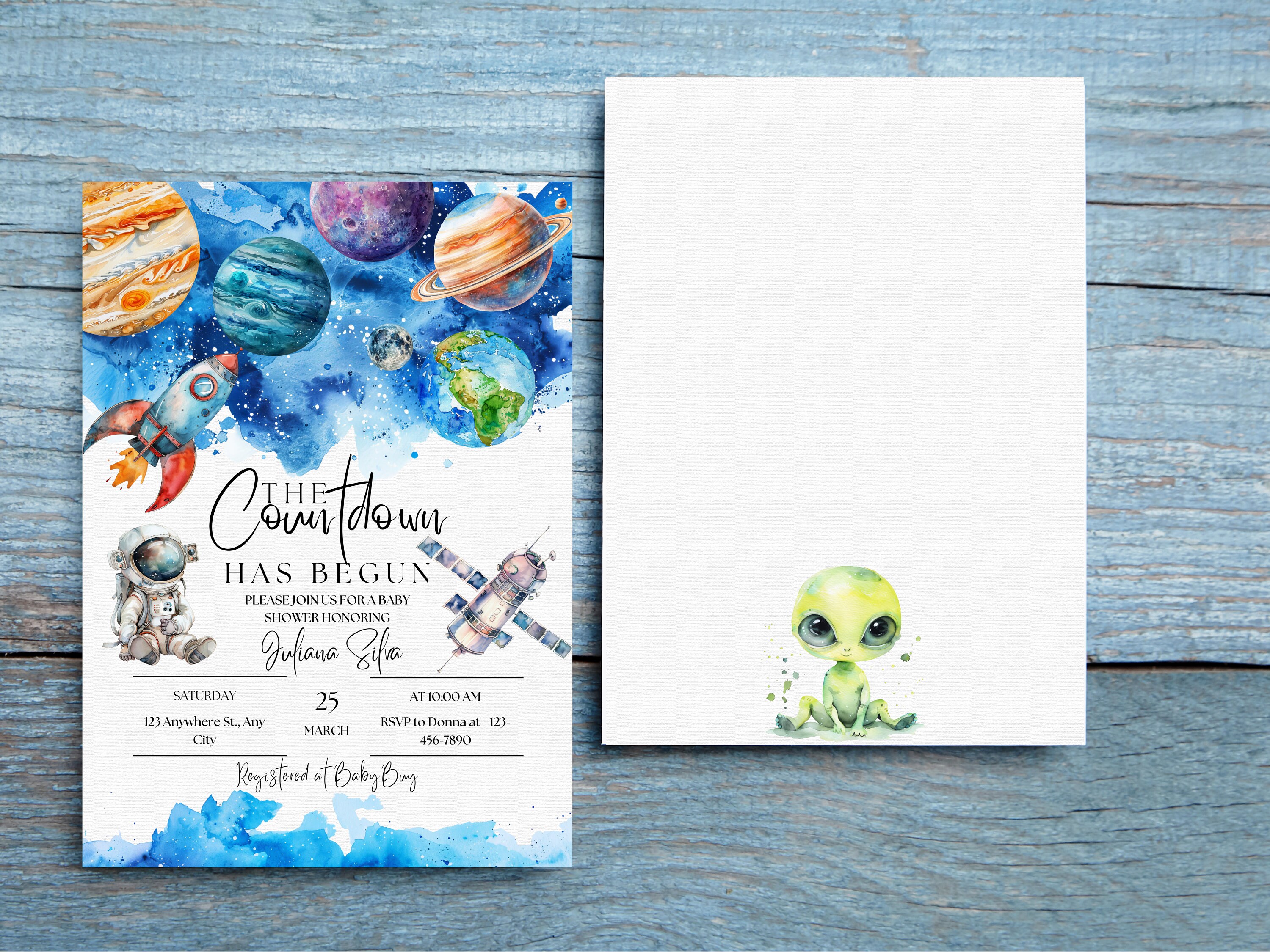 Countdown Space Baby Shower Boy | Welcome to the World | Astronaut Baby ...