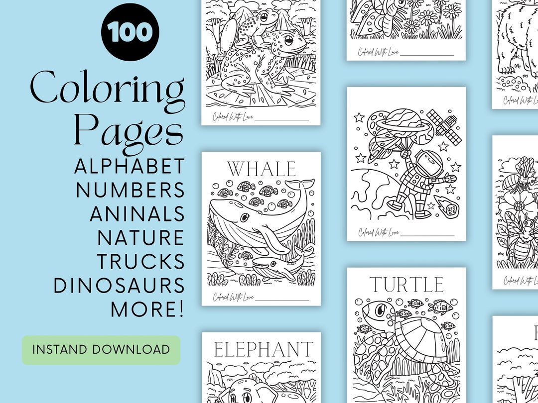 Kids Coloring Pages, Coloring Page Bundle, Coloring Gifts, Coloring ...