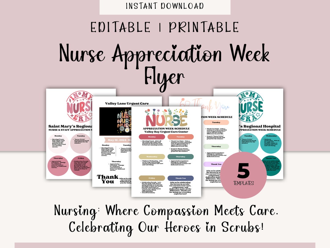 Nurse Appreciation Week Daily Activity Itinerary Flyer | Nurse ...