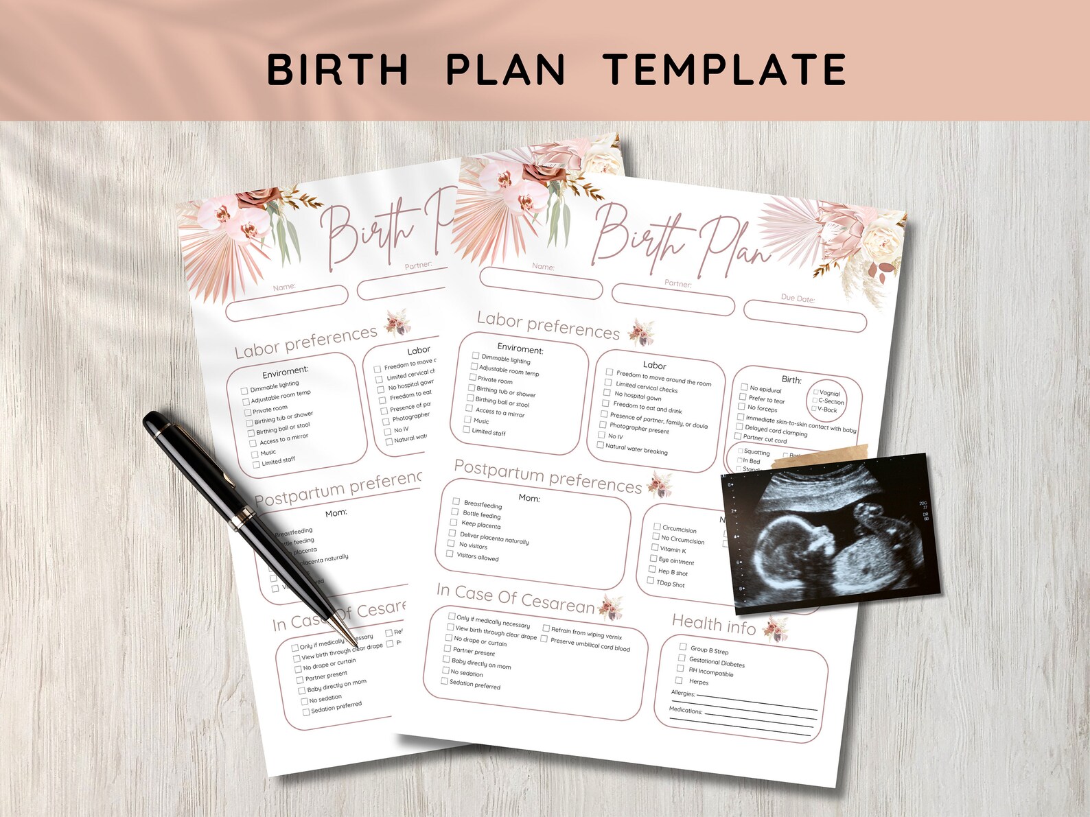 Editable Birth Plan Template, Pregnancy Planner, Labor and Delivery ...