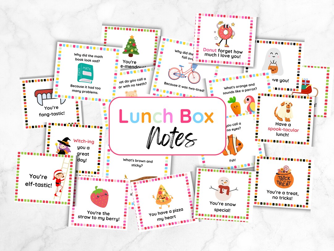 Lunch Notes, Lunch Box Cards, Joke Lunch Box Notes, Encouragement Cards ...