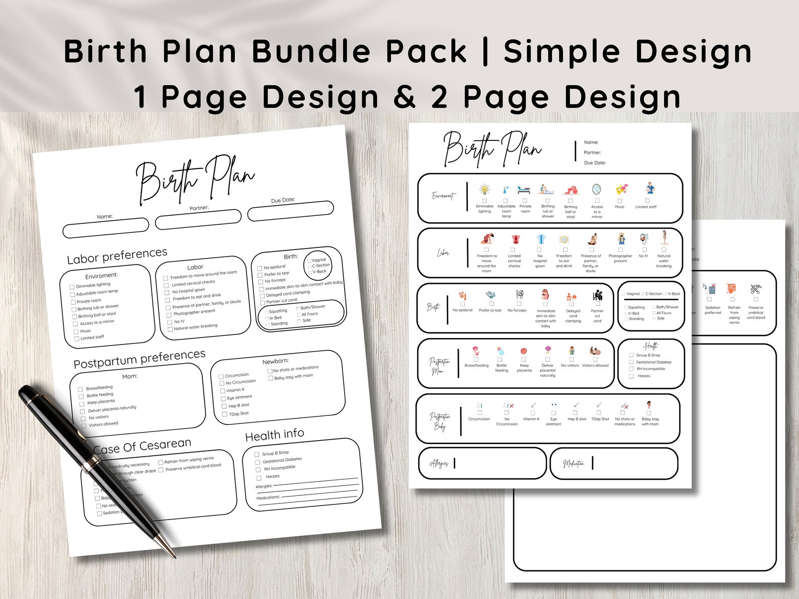 Natural Birth Plan | Labor and Delivery Preferences Plan | Printable ...