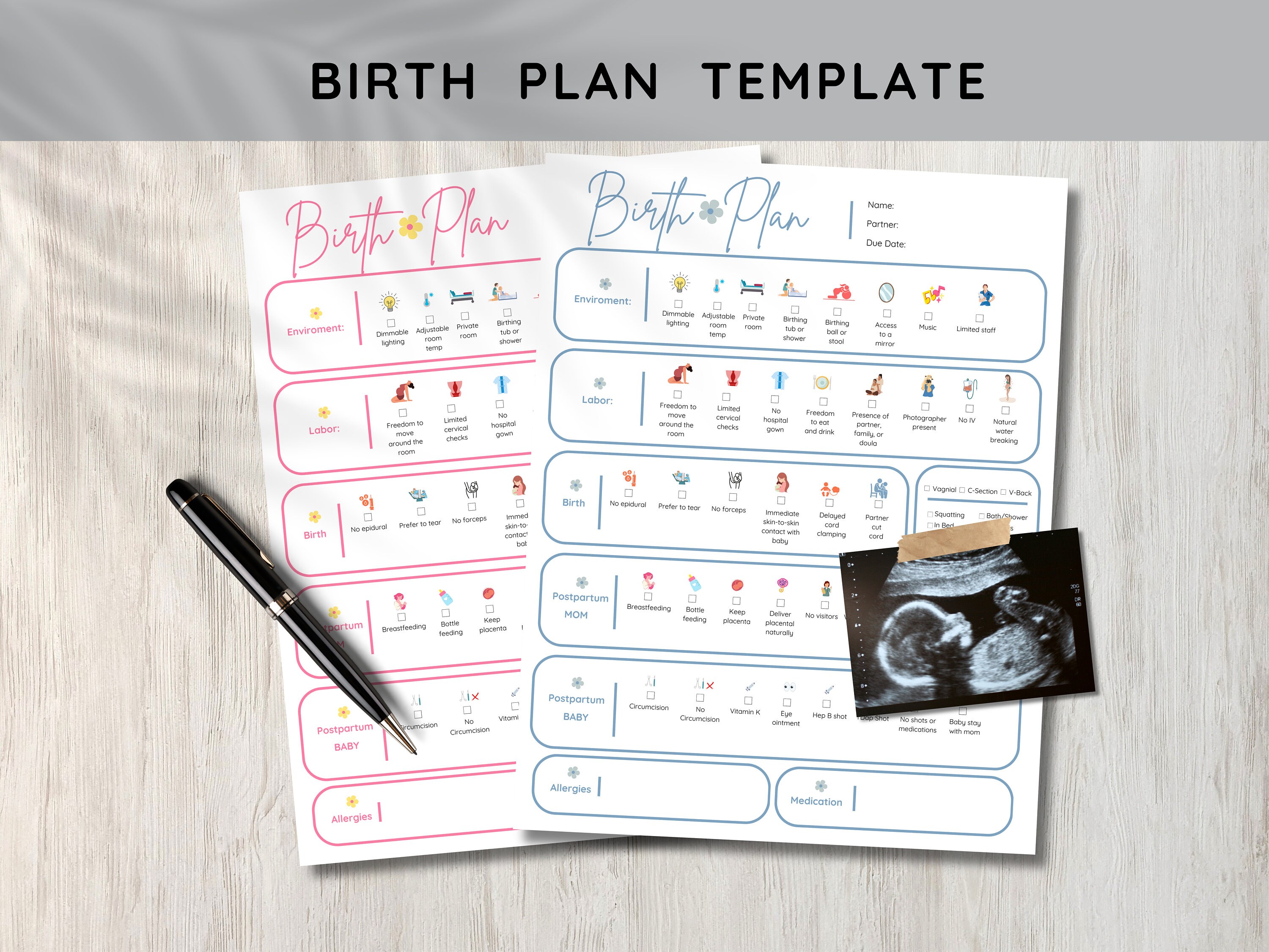 Editable Birth Plan Template, Pregnancy Planner, Labor and Delivery ...
