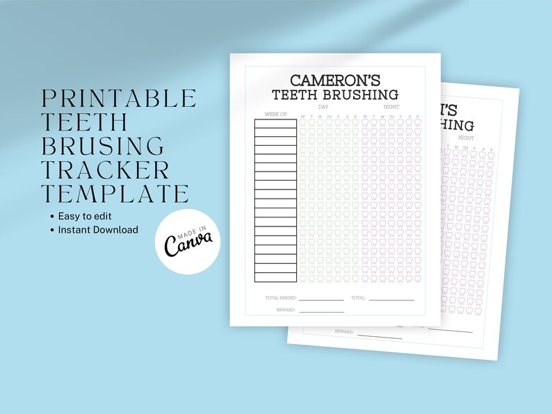 Teeth Brushing Reward Chart | Brush Teeth Routine | Responsibilities ...