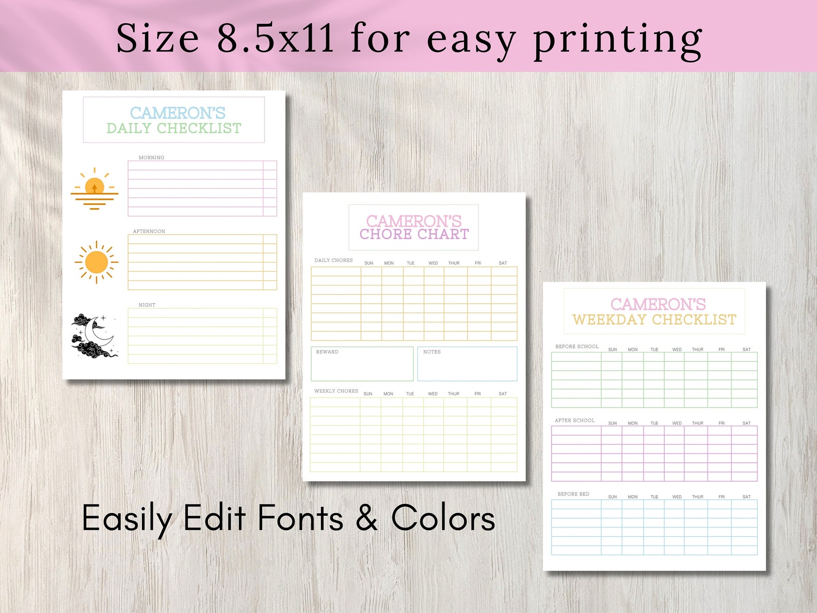 Printable Editable Daily Checklist for Kids to Do List Kids Daily ...