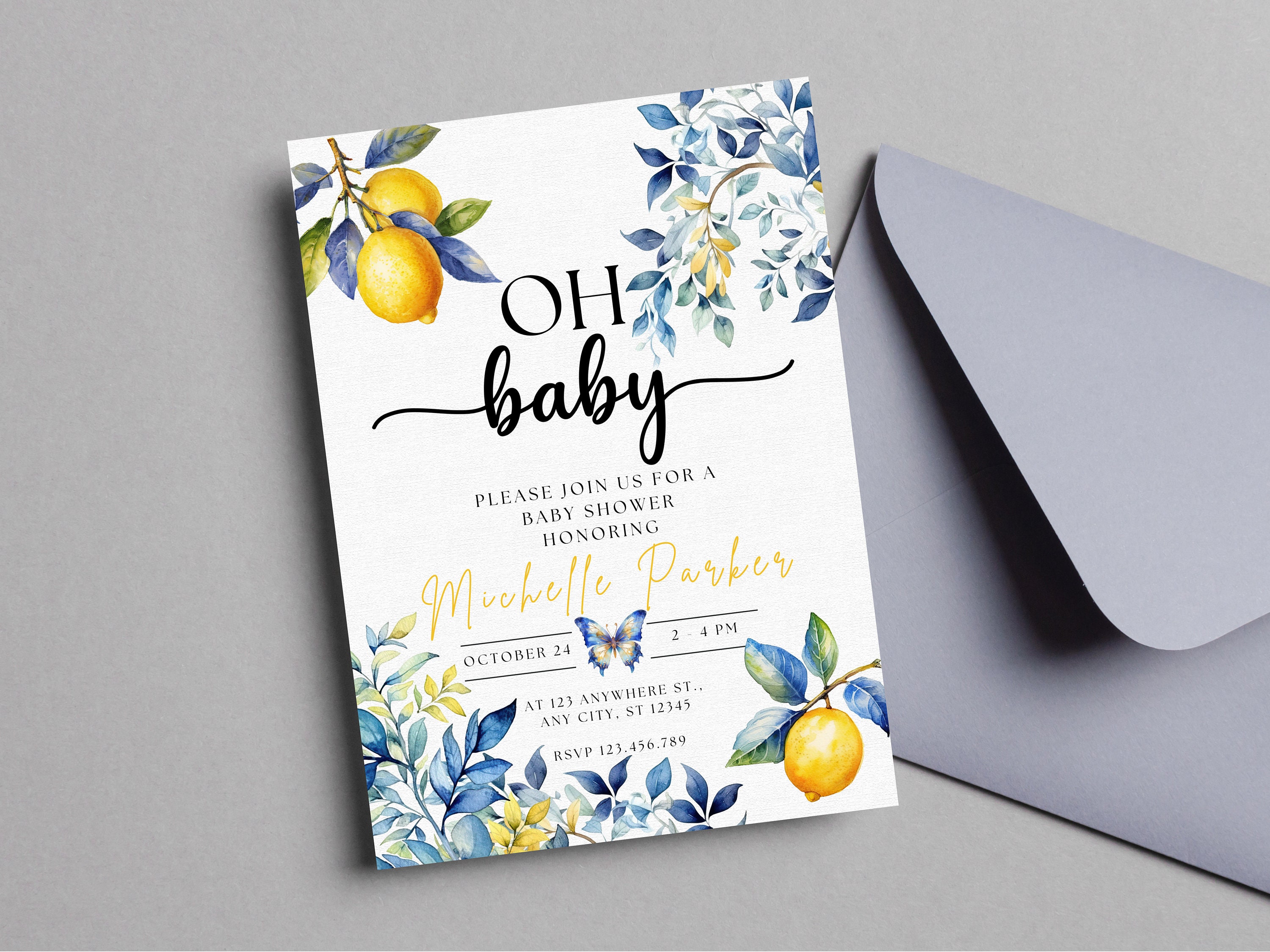 Editable Lemon Baby Shower Invitation | Gender Neutral Lemon Baby ...