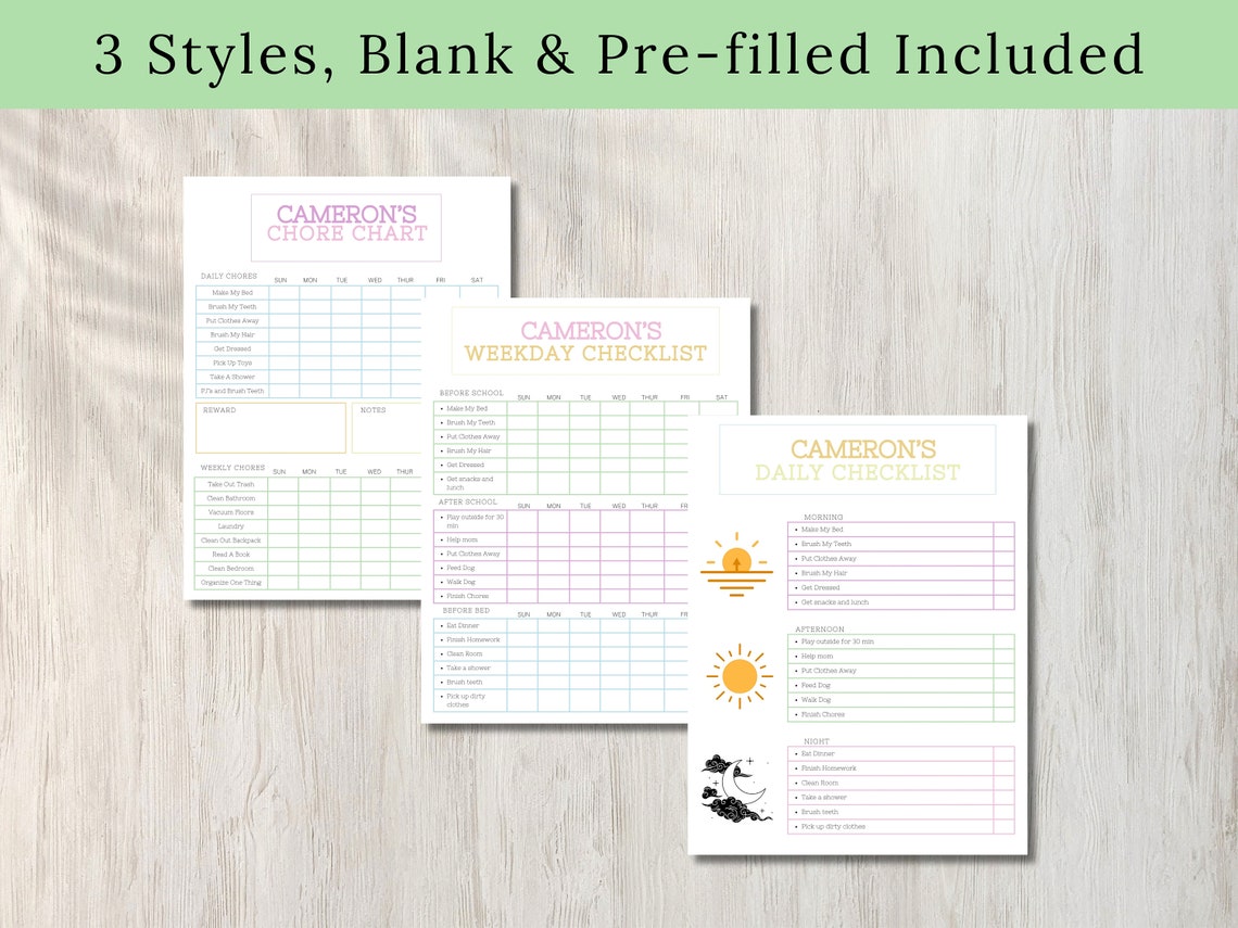 Printable Editable Daily Checklist for Kids to Do List Kids Daily ...