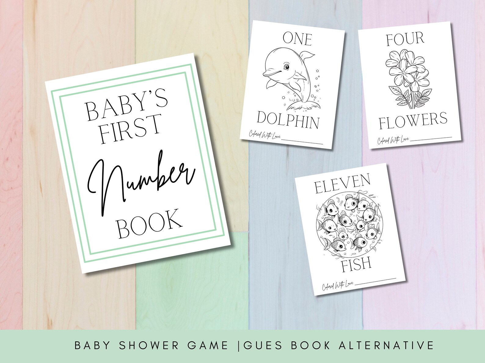 Baby's First Number Book Baby Shower Game, Coloring Baby Shower Game ...