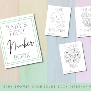 Baby's First Number Book Baby Shower Game, Coloring Baby Shower Game ...