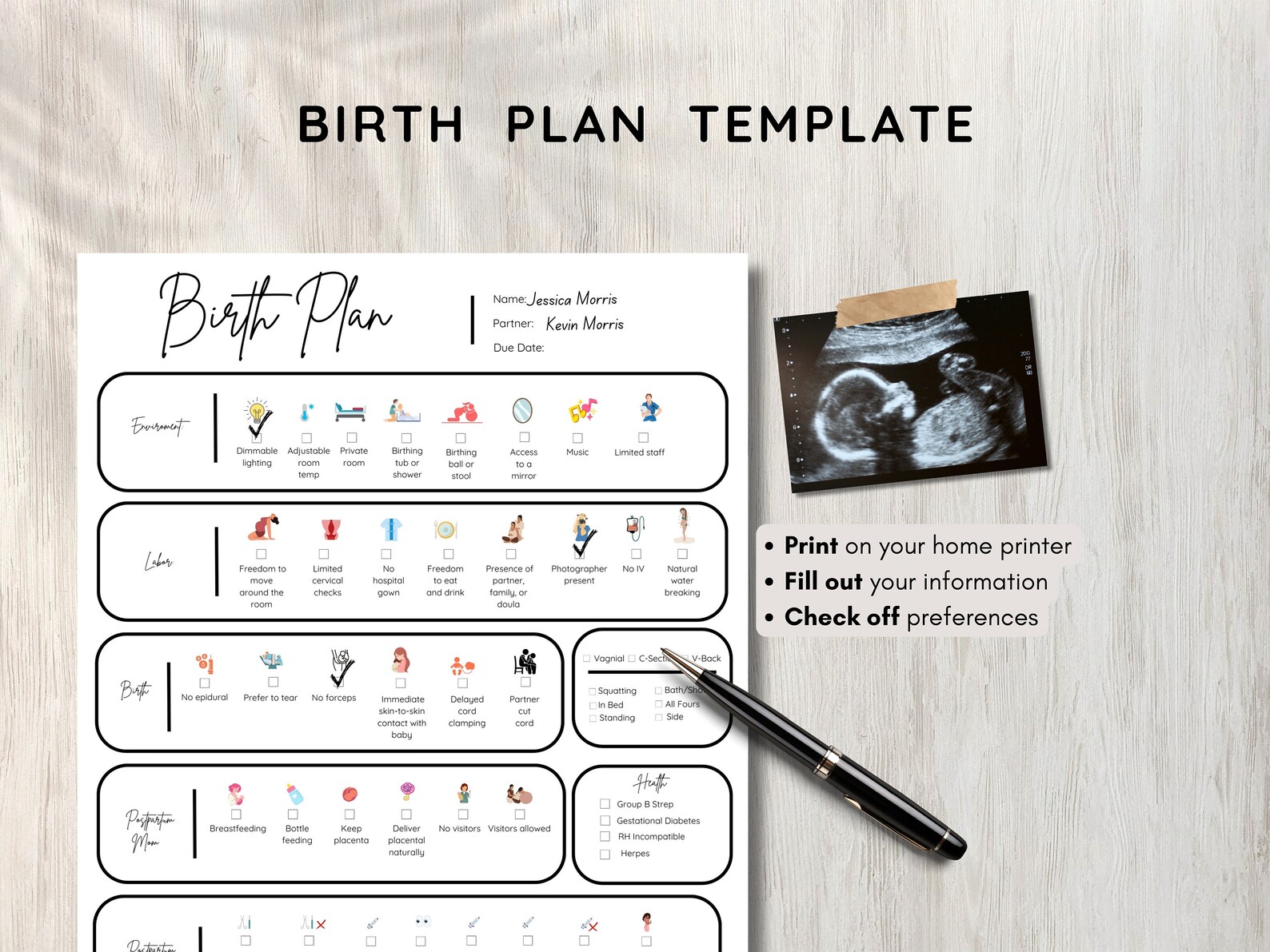 Natural Birth Plan | Labor and Delivery Preferences Plan | Printable ...