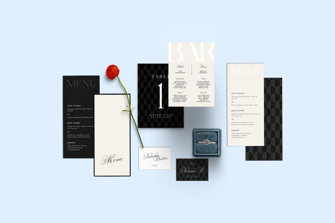 INSTANT: Classic Black Tie Menu Template Pack | Wedding | Bridal Shower ...
