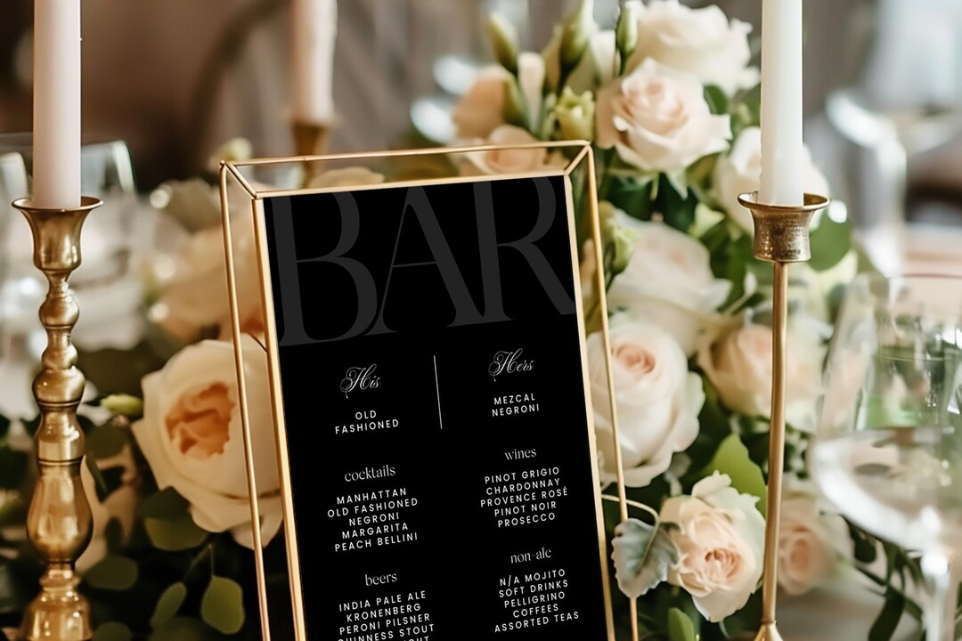 INSTANT: Old Hollywood Glam Cocktail Menus | Wedding | Bridal Shower ...