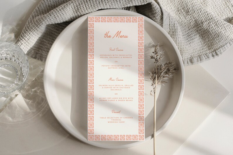 Palm Springs Party Menu Template Wedding Bridal Shower Brunch ...