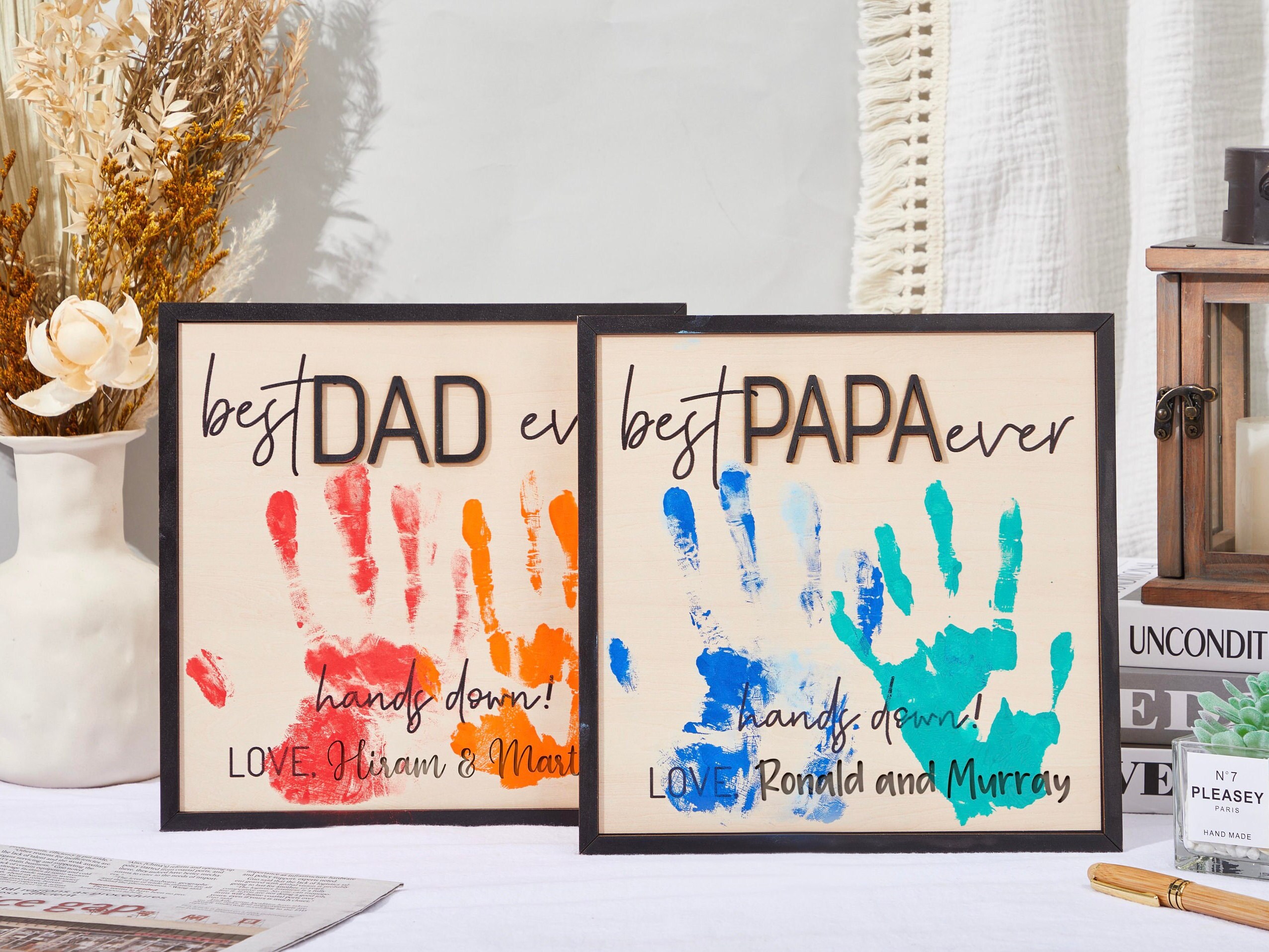 DIY Father's Day Handprint Sign,father's Day Wooden Sign,diy Hands Down ...