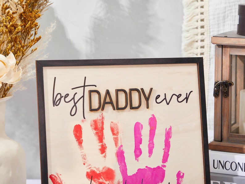 DIY Father's Day Handprint Sign,father's Day Wooden Sign,diy Hands Down ...