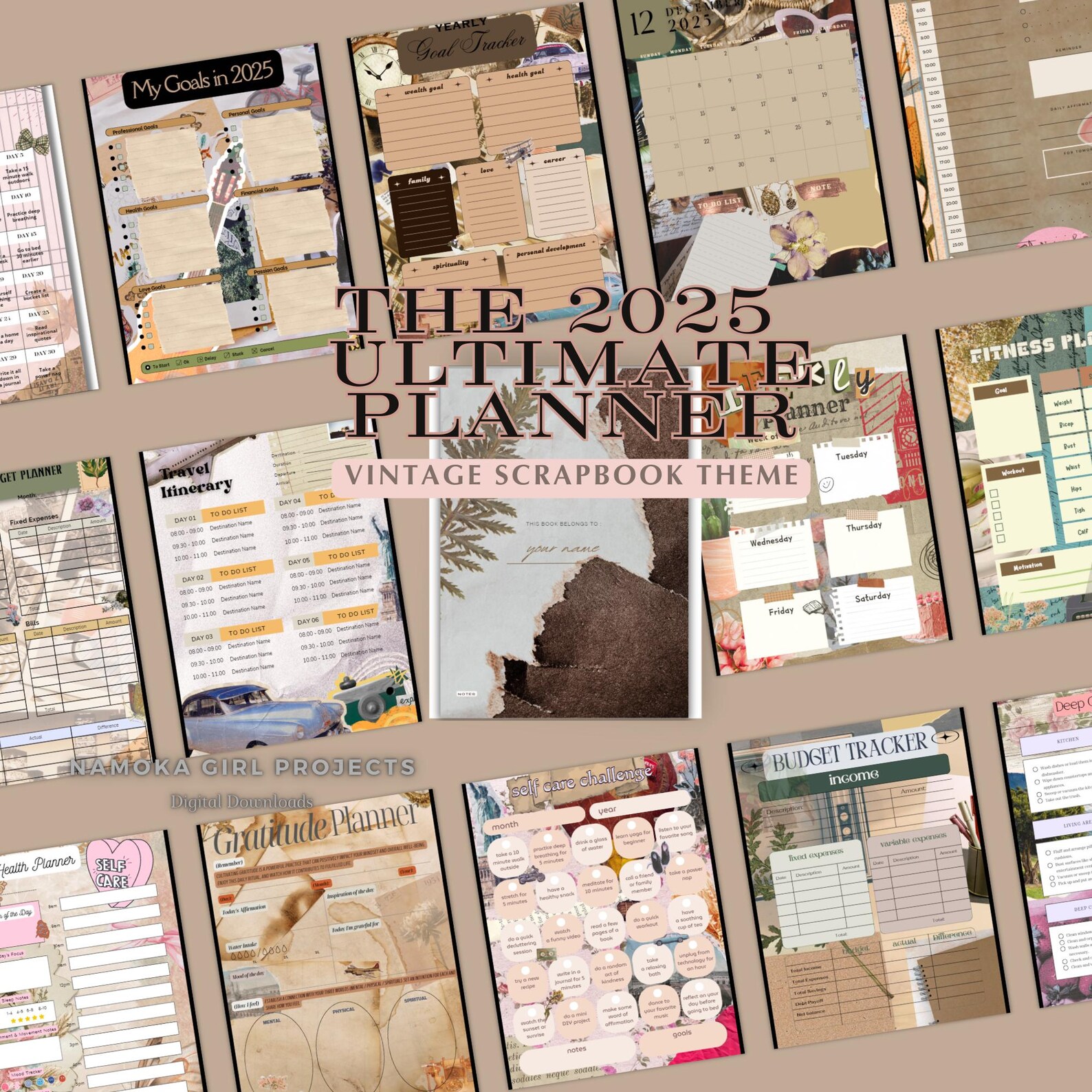2025 Ultimate Printable Planner | Vintage Scrapbook Theme |daily ...