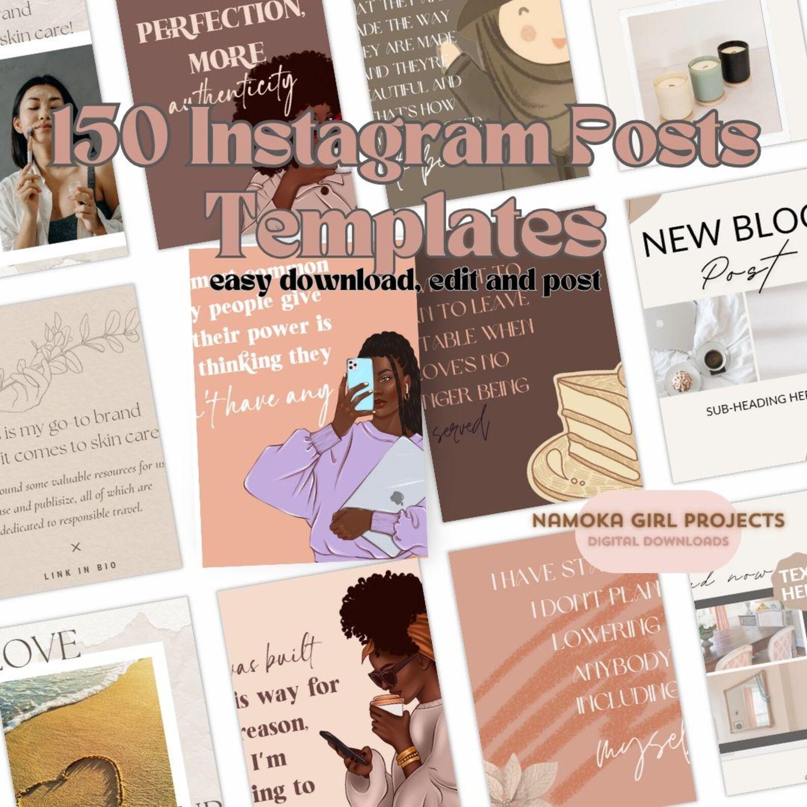 PACKAGE: 155 Editable Instagram Templates on Canva Bonus Freebies Canva ...