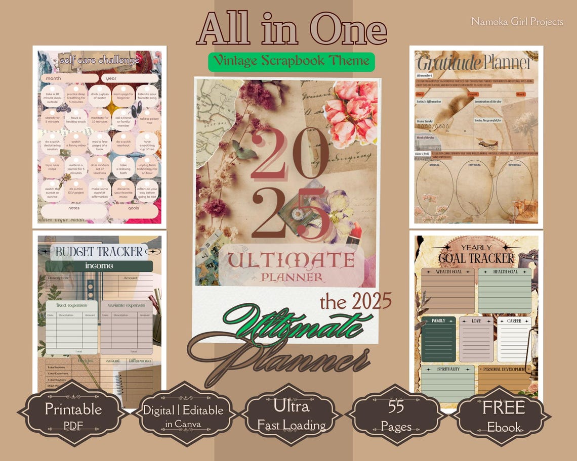 2025 Ultimate Printable Planner | Vintage Scrapbook Theme |daily ...