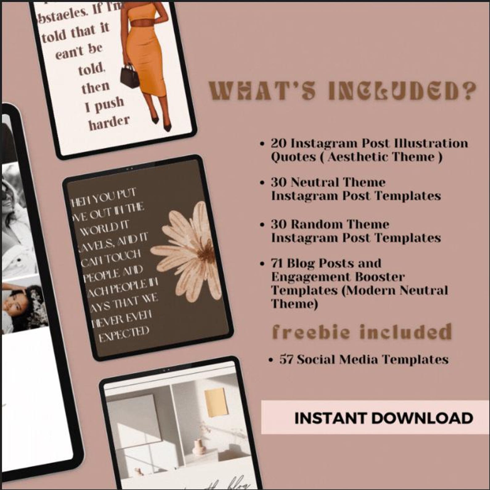 PACKAGE: 155 Editable Instagram Templates on Canva Bonus Freebies Canva ...