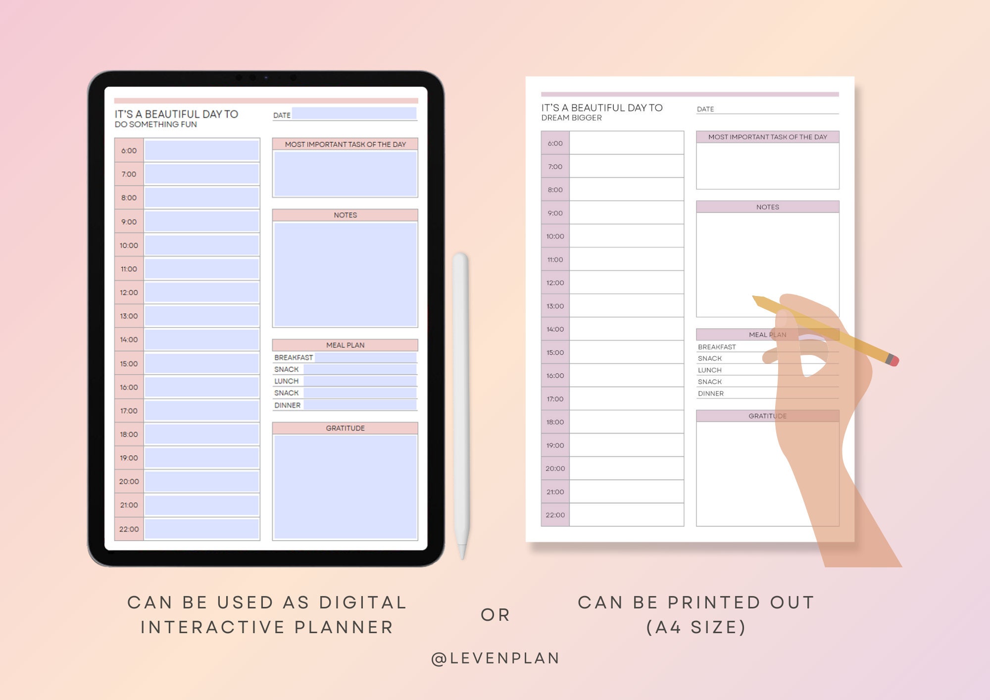 Minimalist Digital Daily Planner Daily Routine Printable Time Table ...