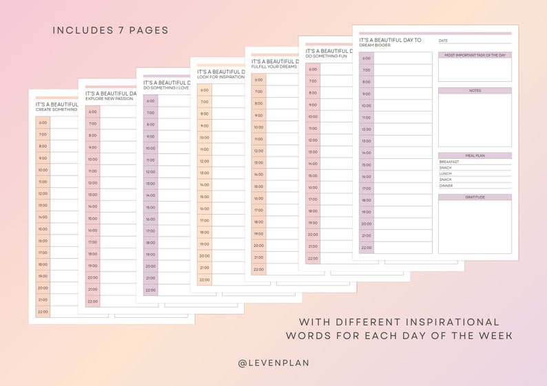 Minimalist Digital Daily Planner Daily Routine Printable Time Table ...