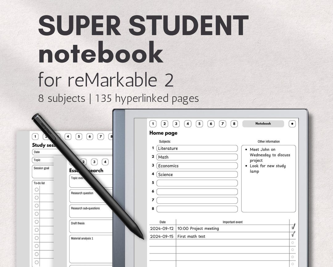 Remarkable 2 Student Notebook Academic Planner Remarkable 2 Planner ...