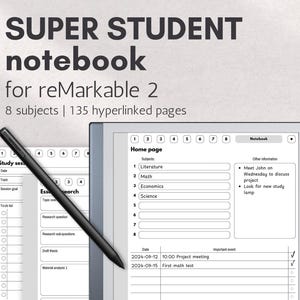 Remarkable 2 Student Notebook Academic Planner Remarkable 2 Planner ...