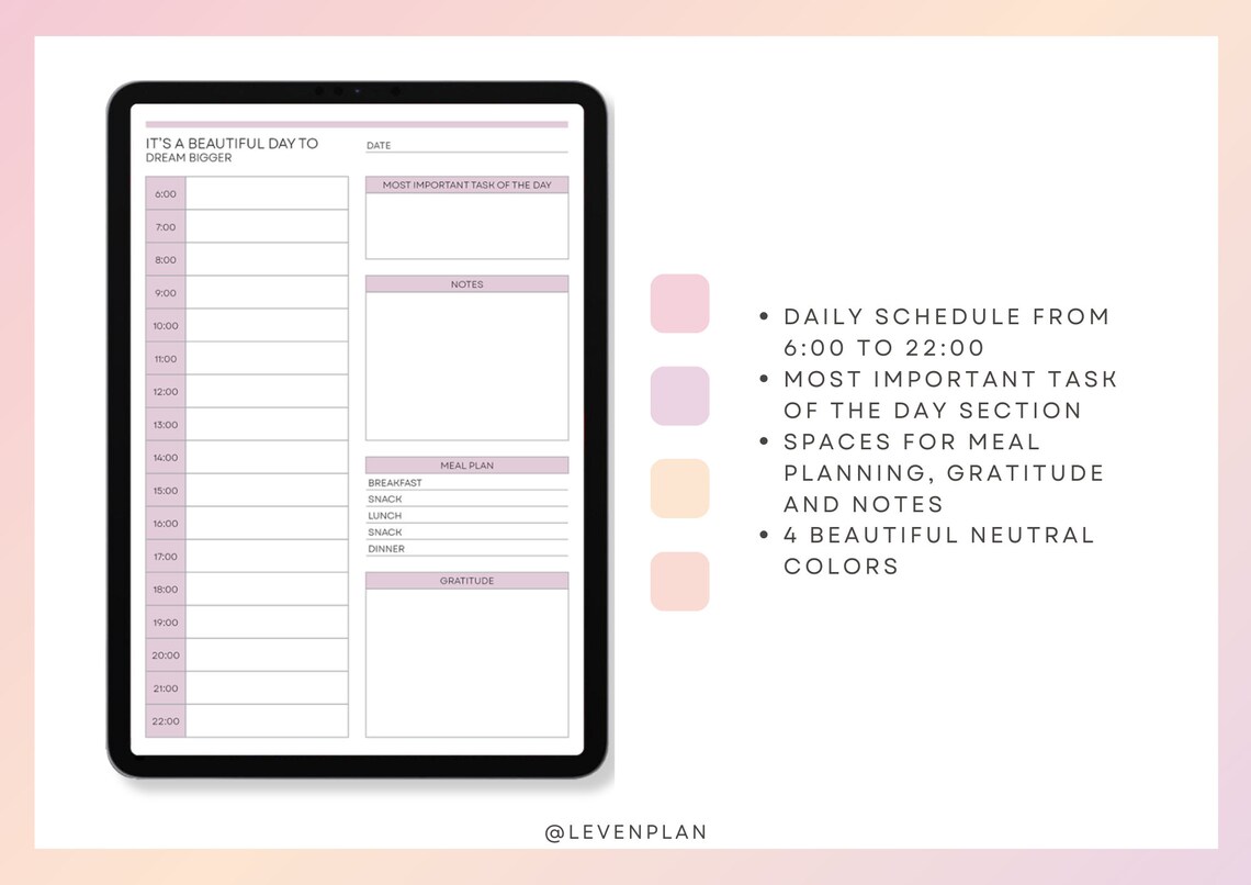 Minimalist Digital Daily Planner Daily Routine Printable Time Table Interactive Journal Routine ...