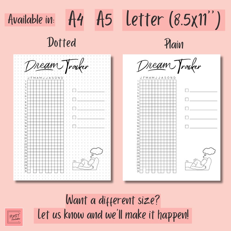 Dream Tracker Yearly, Printable Tracker A4 A5 and Letter ...