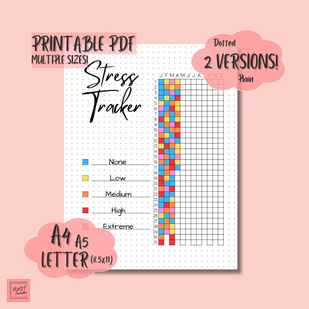 Stress Tracker Yearly, Printable Tracker A4 A5 and Letter ...