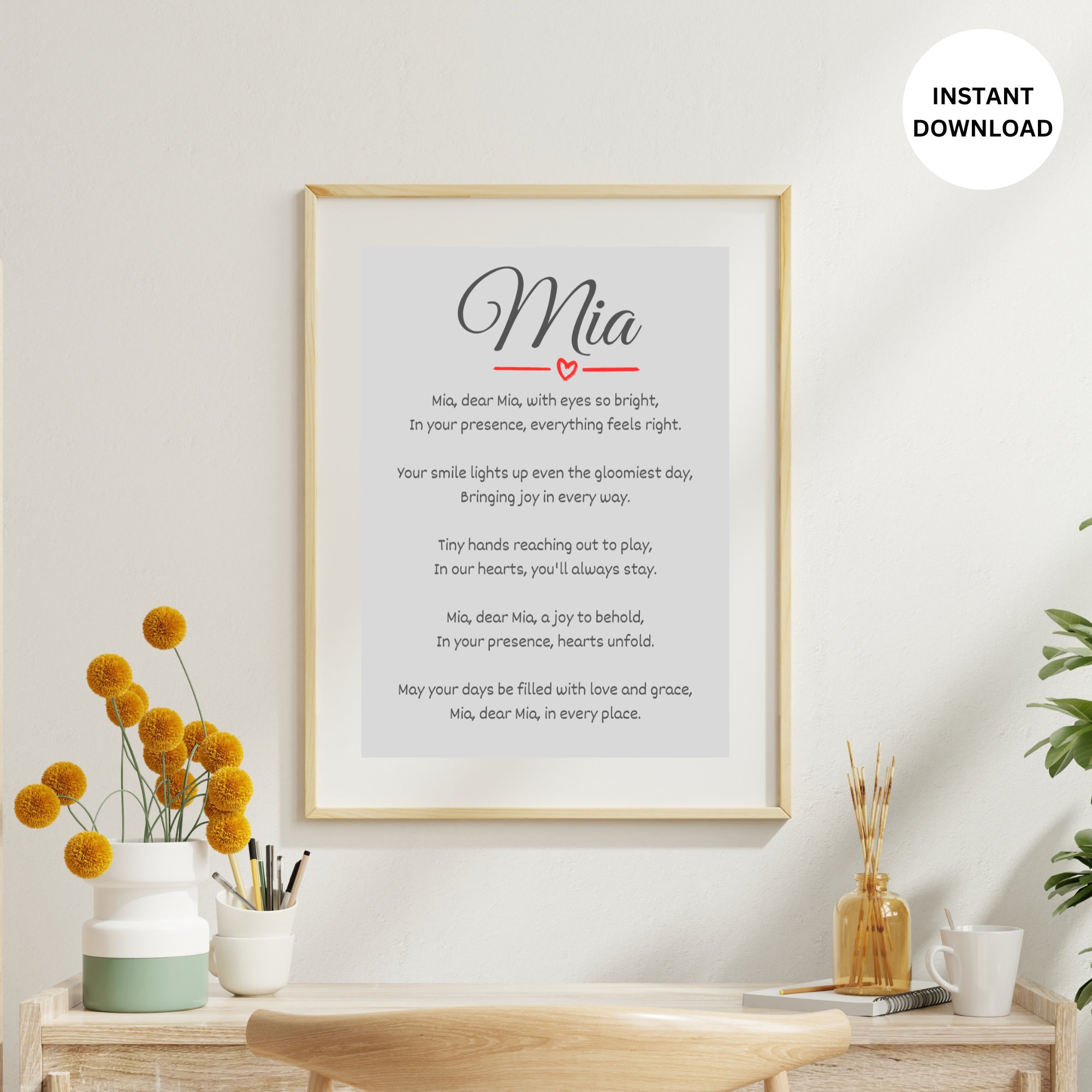 Mia Personalized Poem Little Girl Room Nursery Decor Personalized Gift ...