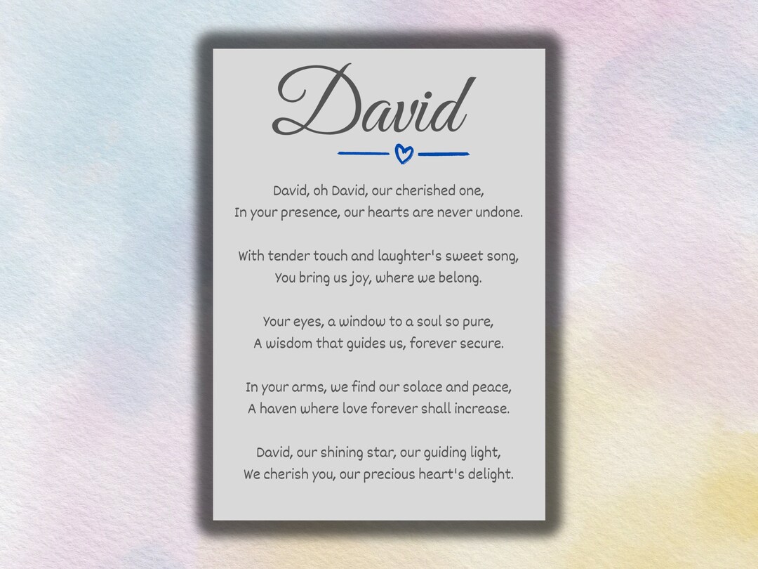 David Personalized Poem Baby Boy Nursery Wall Decor Boy Baby Poem ...