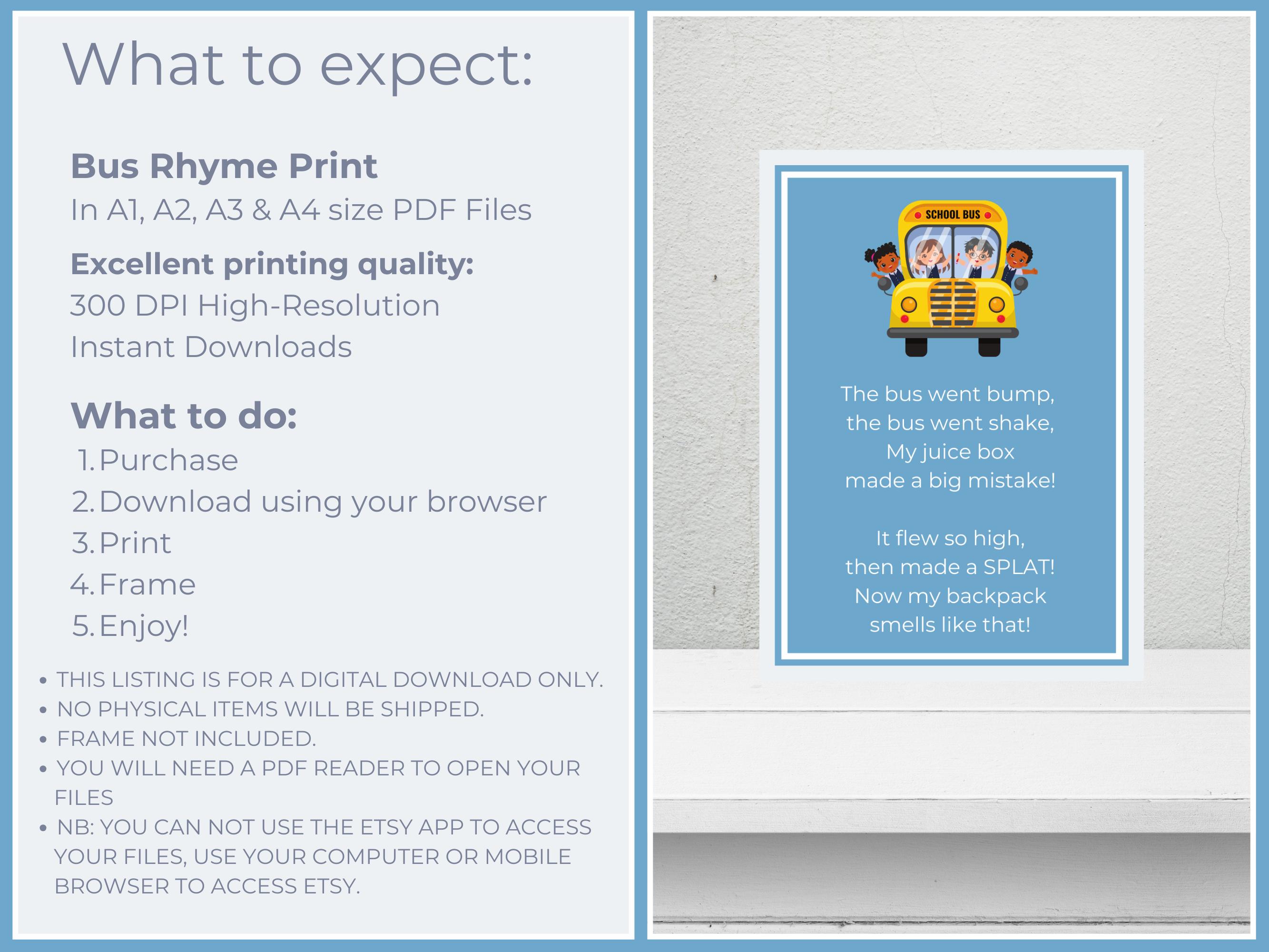 Bus Rhymes Funny Children's Rhymes Story Rhyme for Kids Printable ...