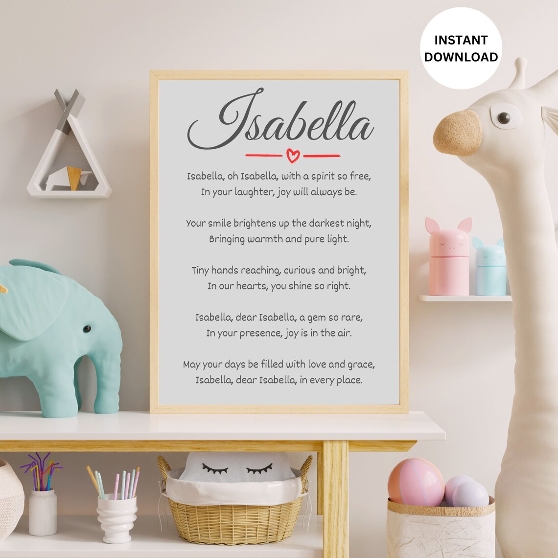 Isabella Personalized Poem Perfect for Nursery Decor Printable Wall Art ...