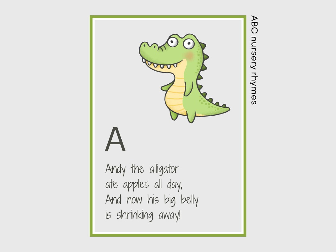 ABC Nursery Rhyme Set 26 Individual Funny Animal Alphabet Poems ...