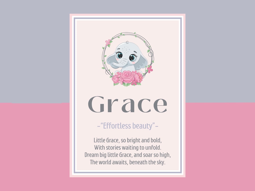 Grace Name Meaning Print With A Personalized Poem Nursery Print Little ...