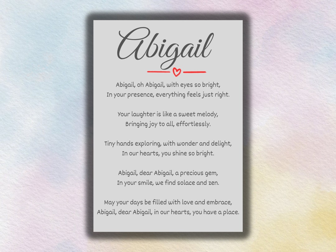 Abigail Personalized Poem Perfect for Nursery Decor Printable Wall Art ...