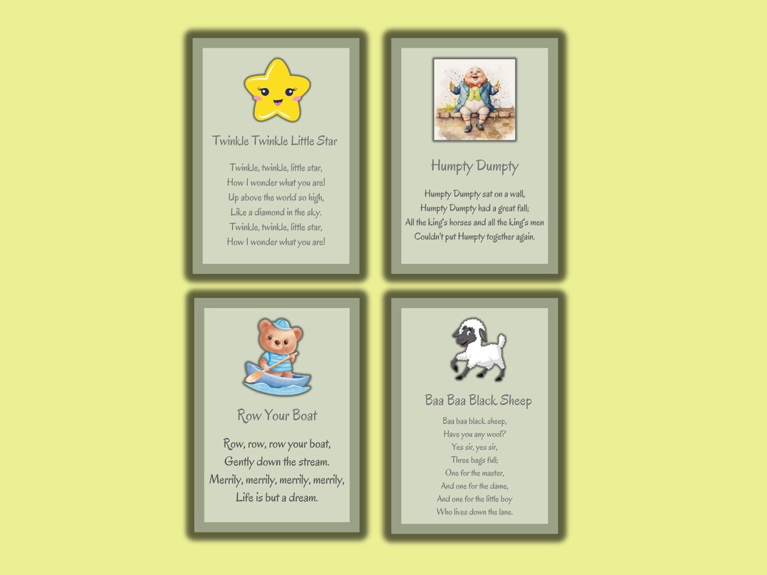 Baa Baa Black Sheep Twinkle Twinkle Little Star Humpty Dumpty Row Your ...